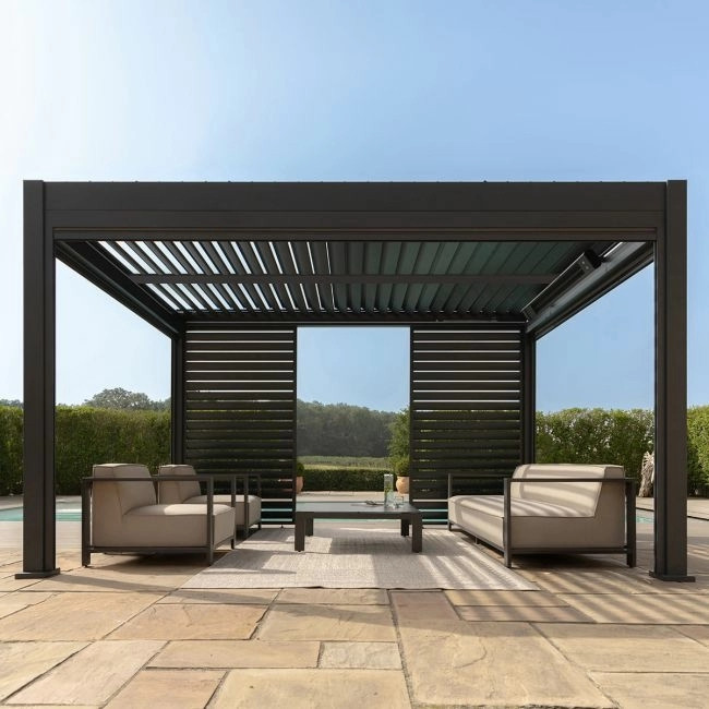 Eden 4m x 4m Aluminium Metal Pergola Frame Only - LED Lights ...