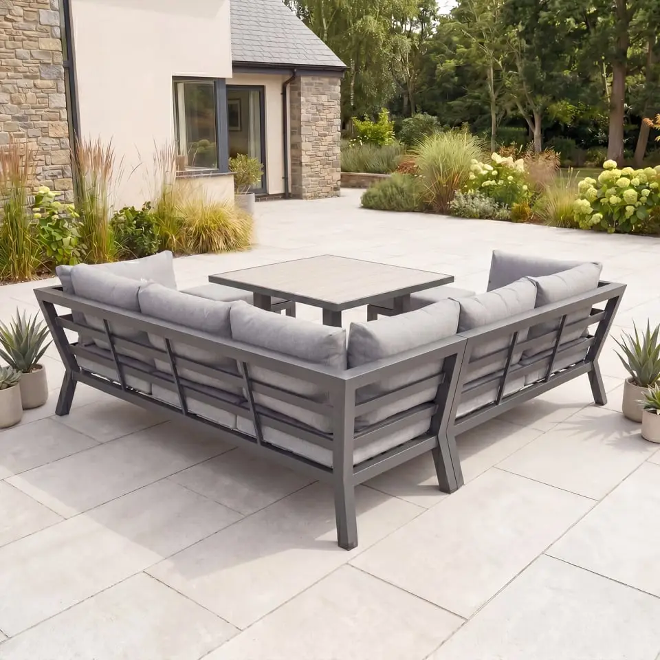 Emerson Compact Corner Aluminium Dining Set - 2 Benches & Adjustable ...